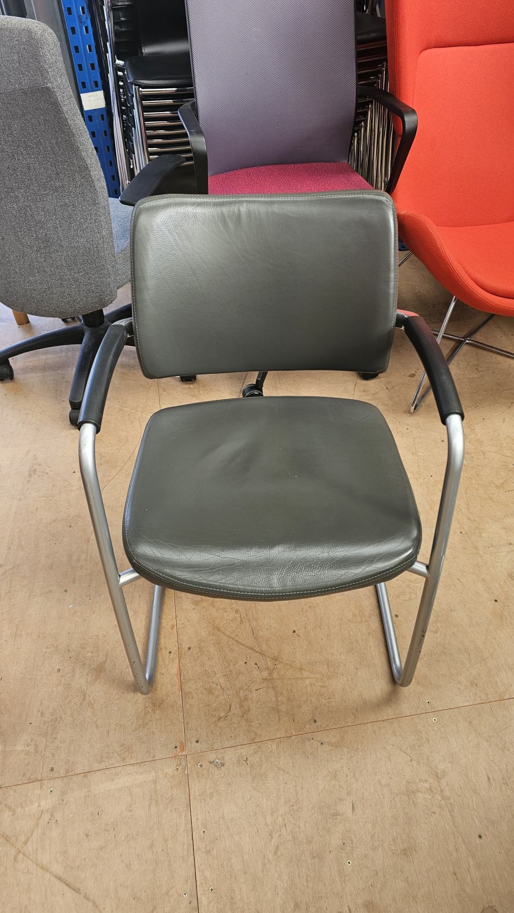 Boss leather stacking chair - Cornwall Office Furniture